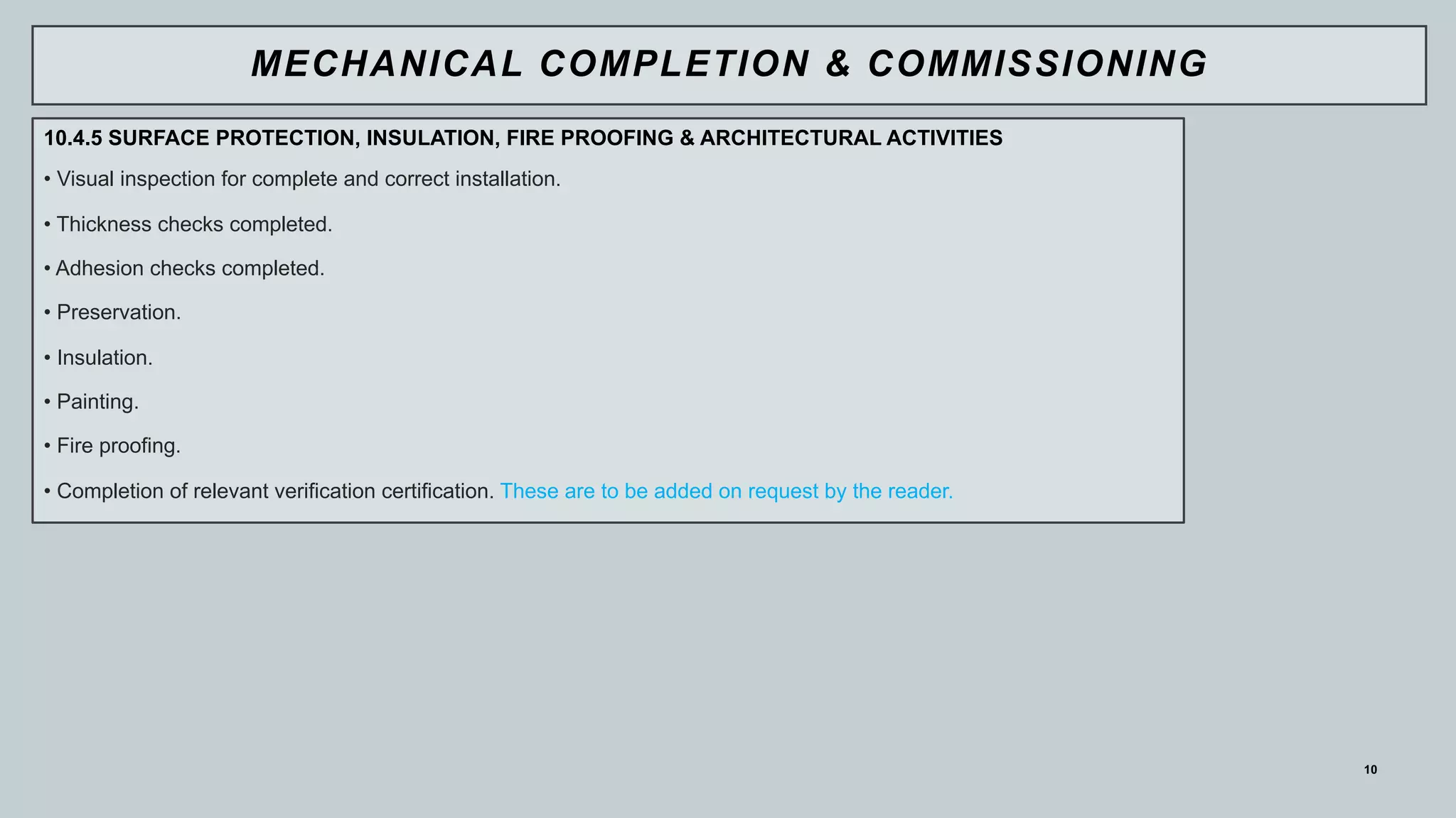 Mechanical completion | PDF