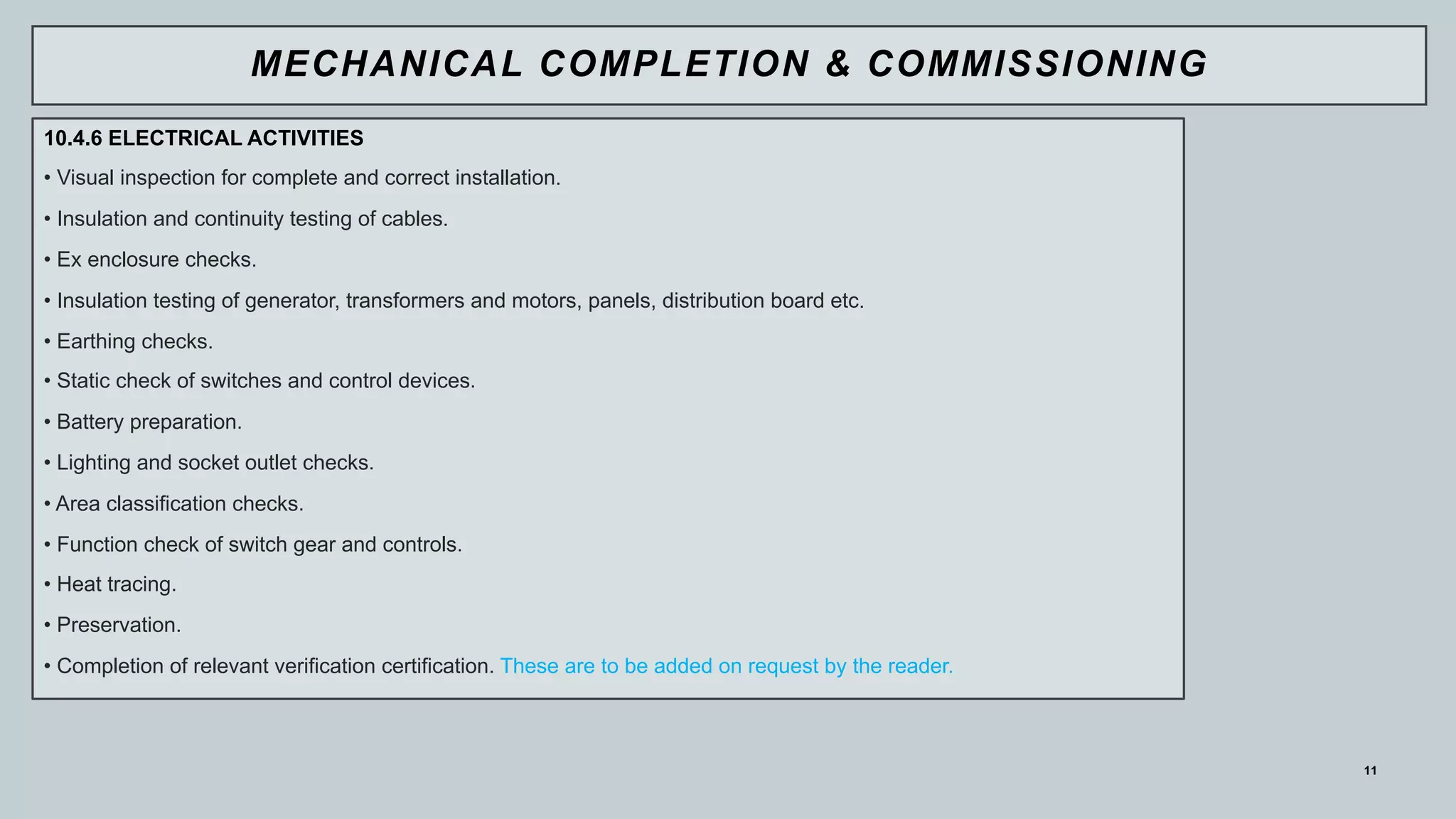 Mechanical completion | PDF