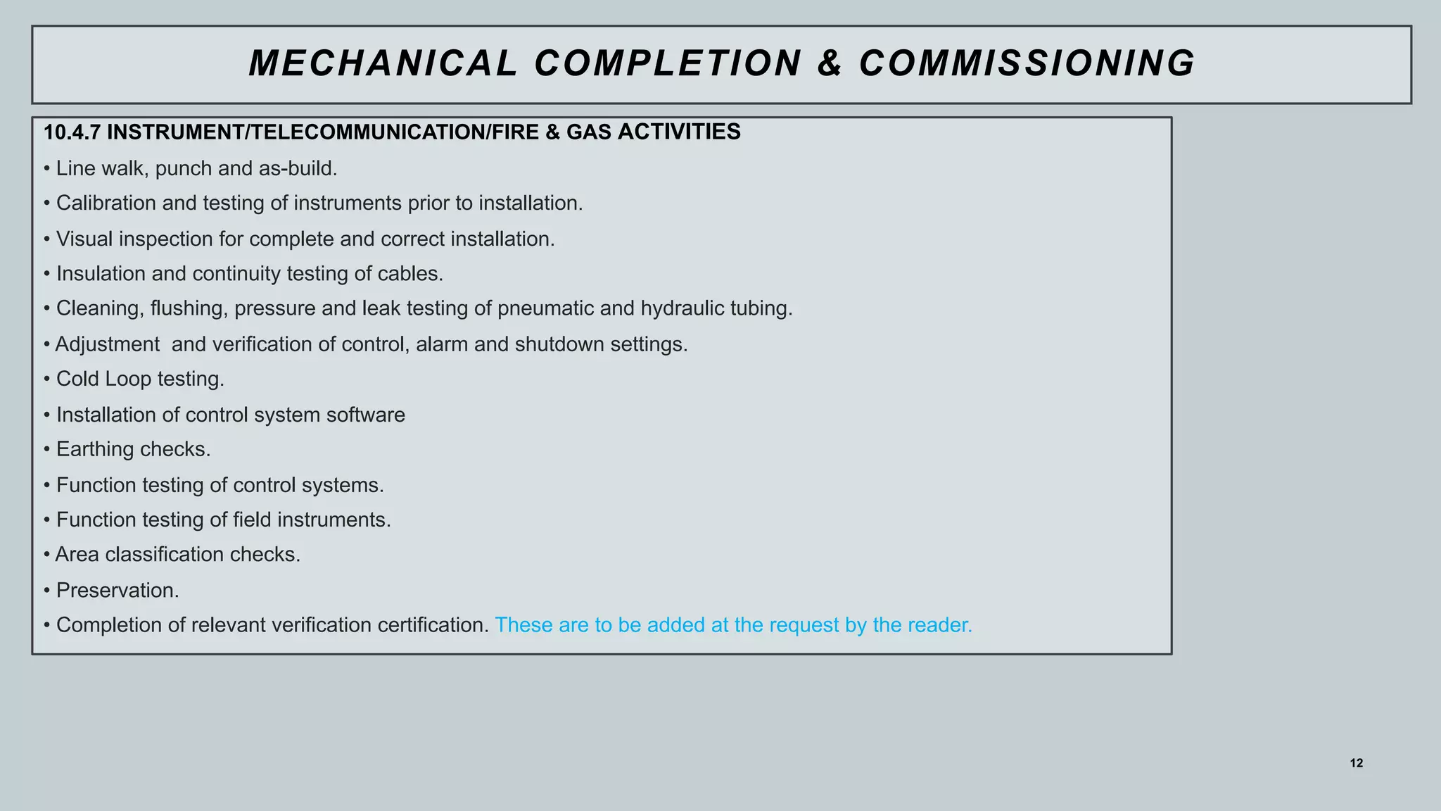 Mechanical completion | PDF