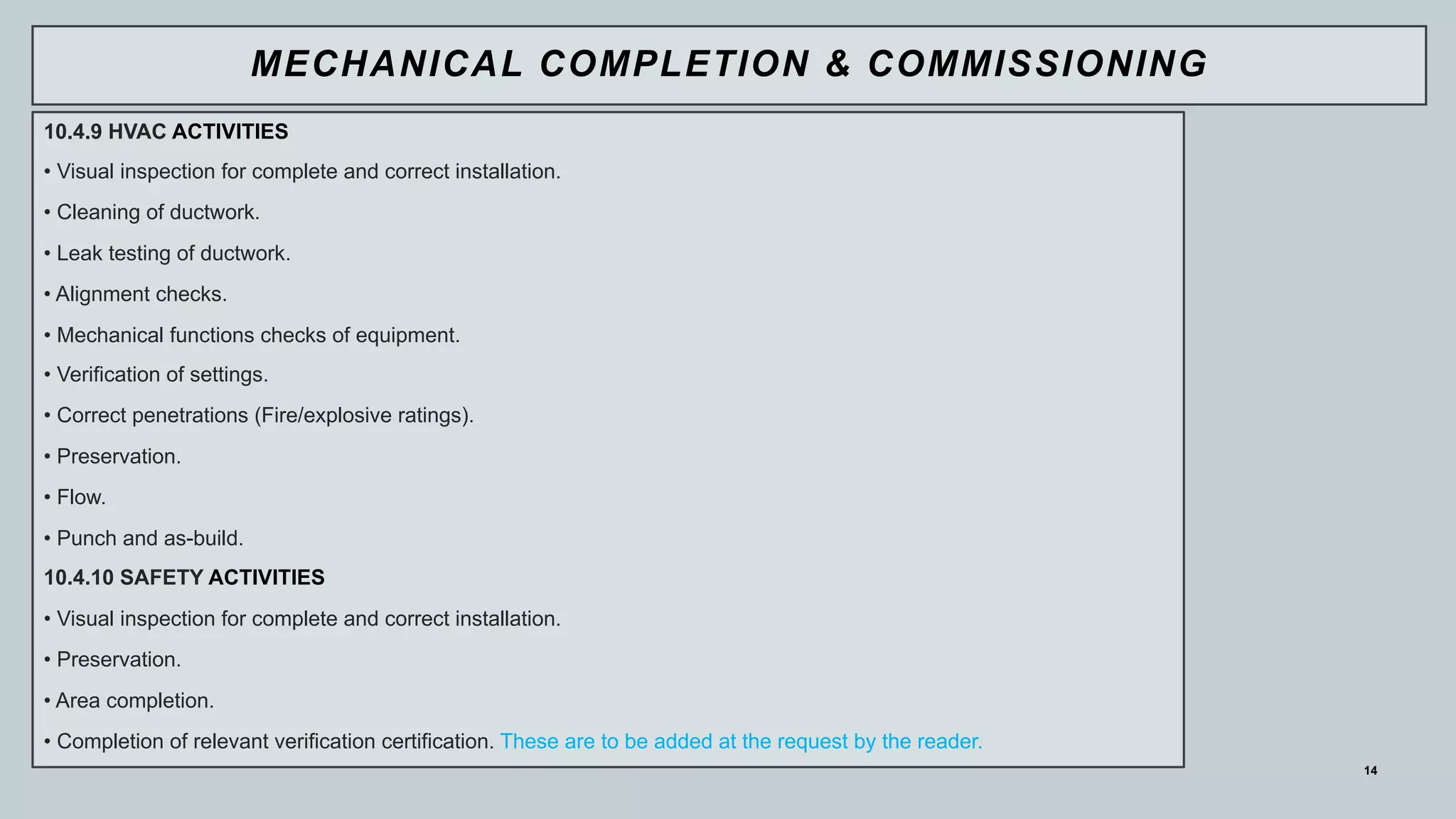 Mechanical completion | PDF