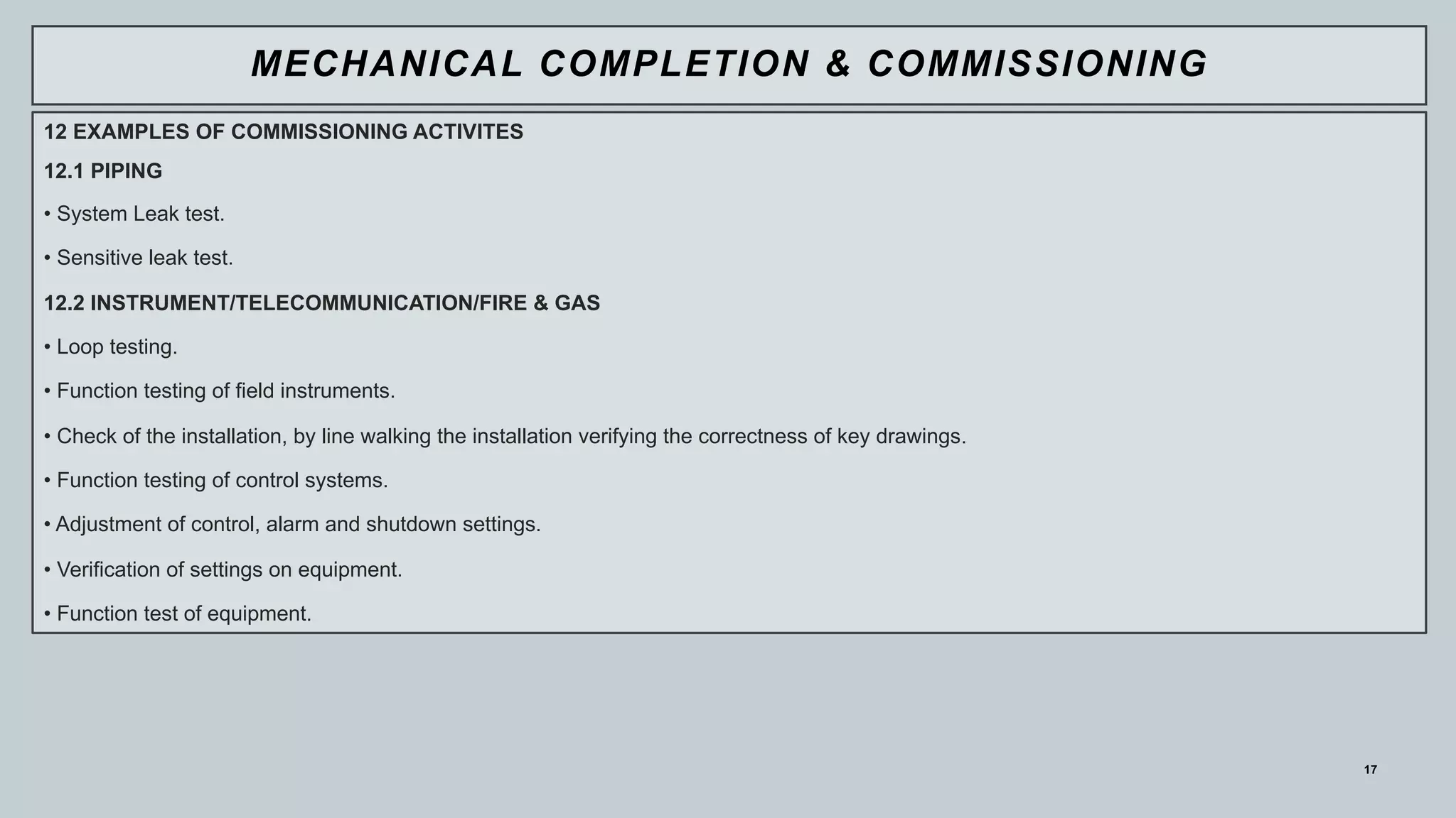 Mechanical completion | PDF