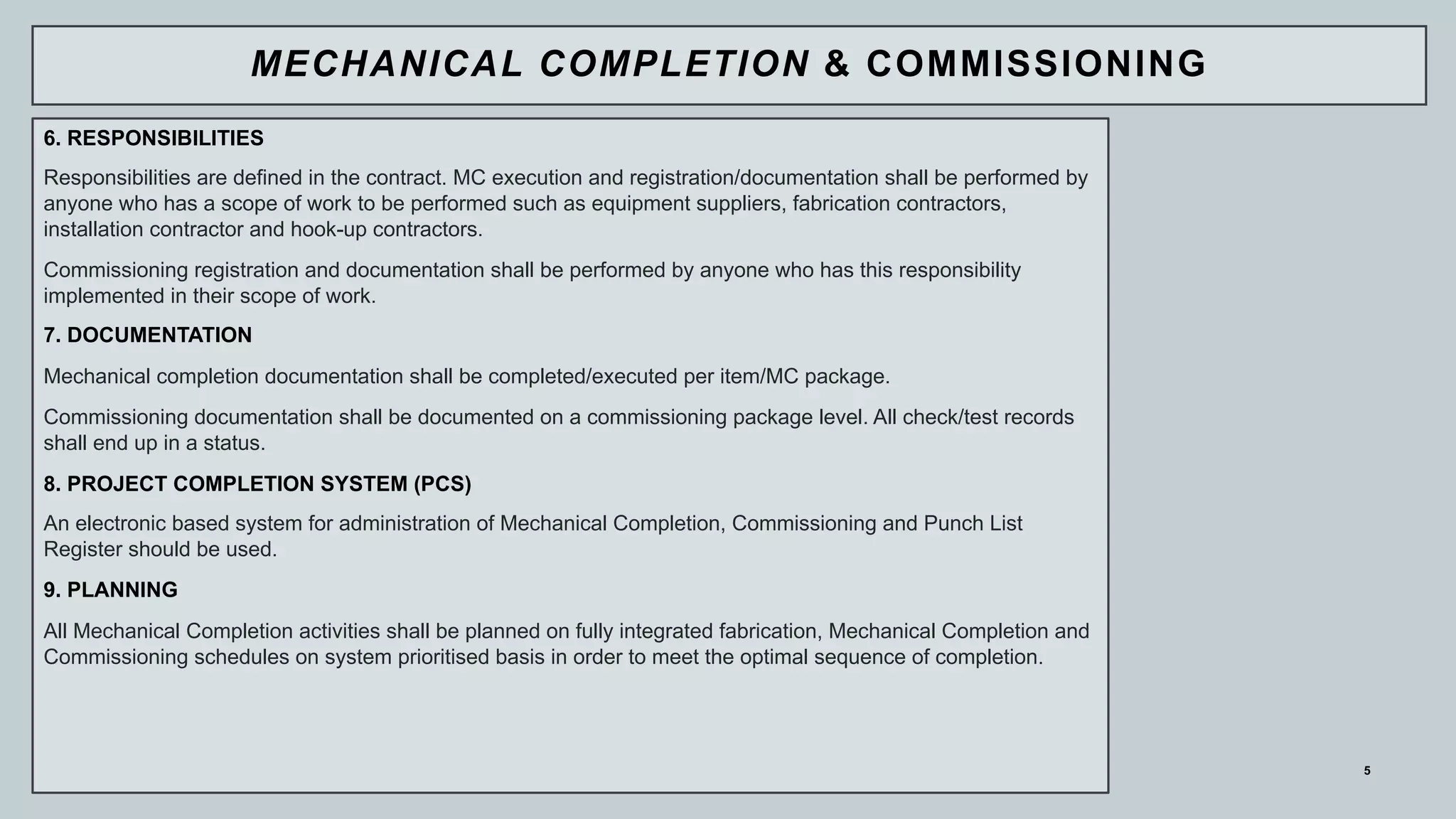Mechanical completion | PDF