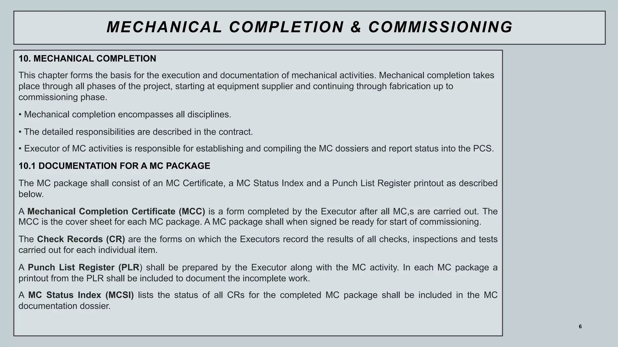 Mechanical completion | PDF
