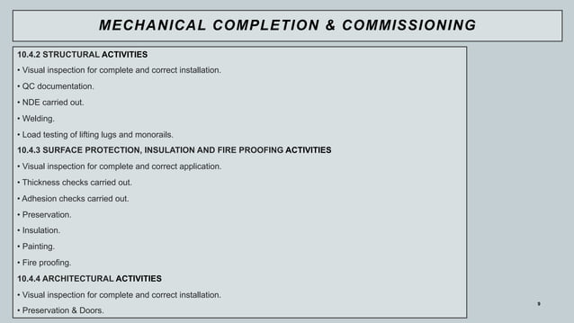 Mechanical completion | PDF
