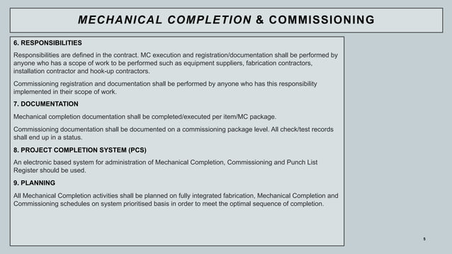 Mechanical completion | PDF