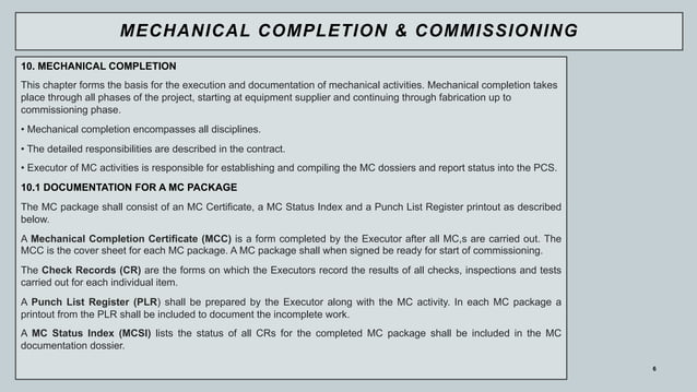 Mechanical completion | PDF