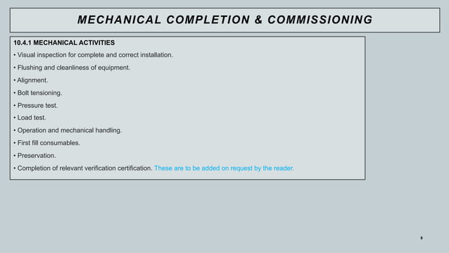Mechanical completion | PDF