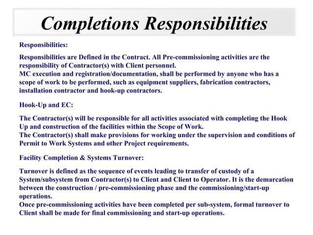 Mechanical Completions | PPS | Civil Engineering Industry | Industries