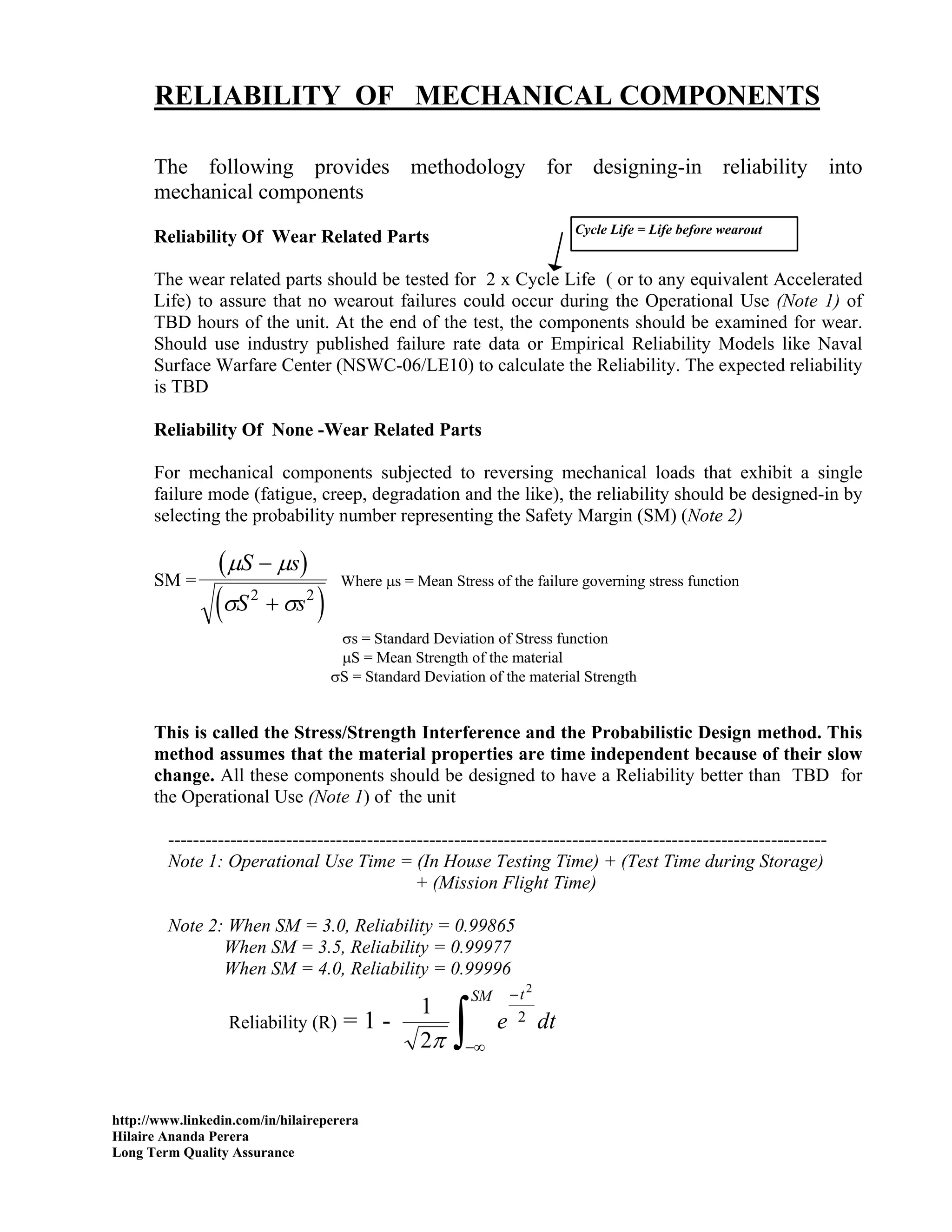 Mechanical component reliability | PDF