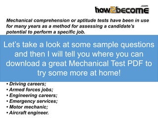 Mechanical Comprehension Tests - Questions and Answers | PPTX