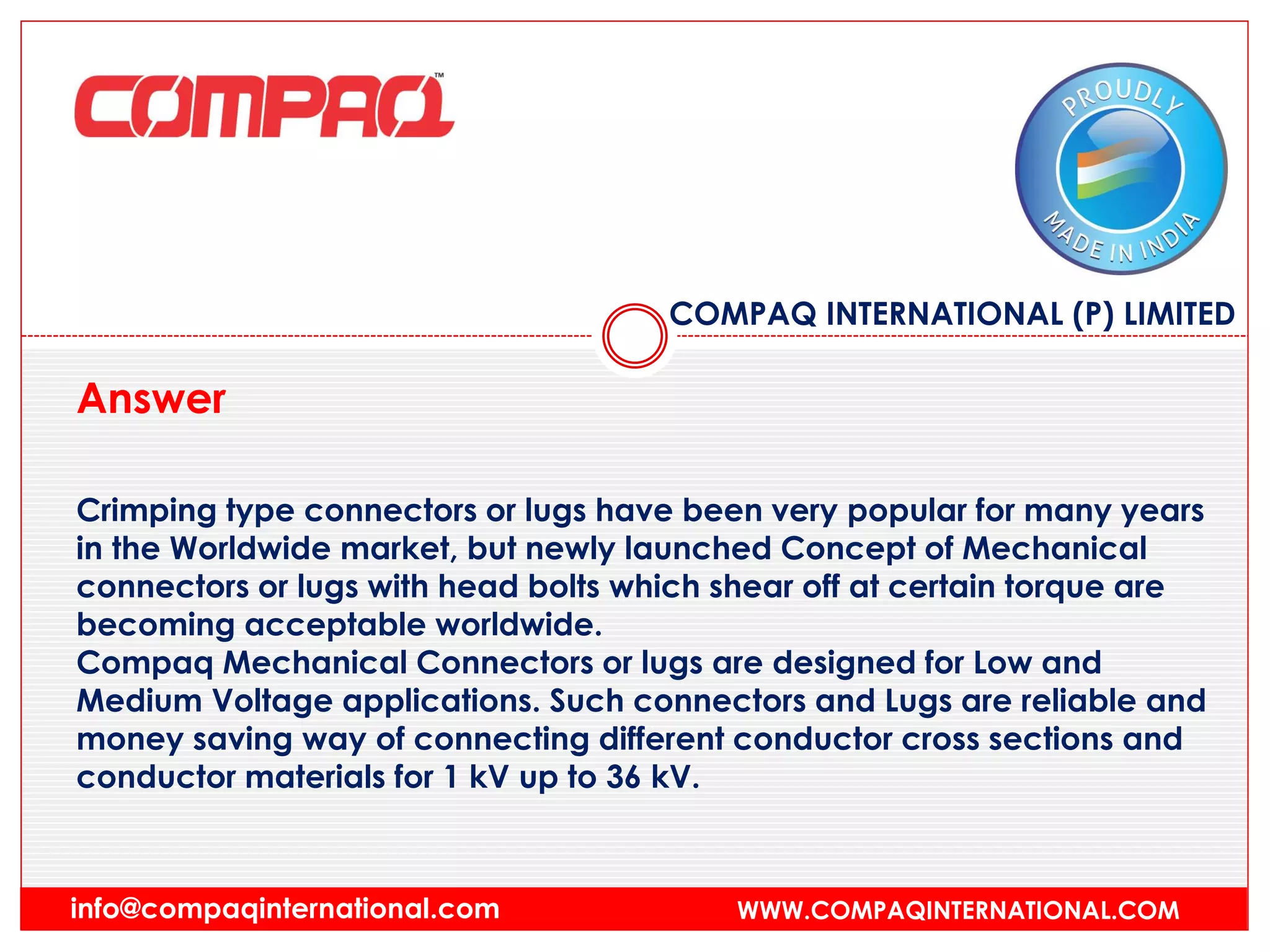 Difference between Mechanical connector and Crimping type Connector | PDF