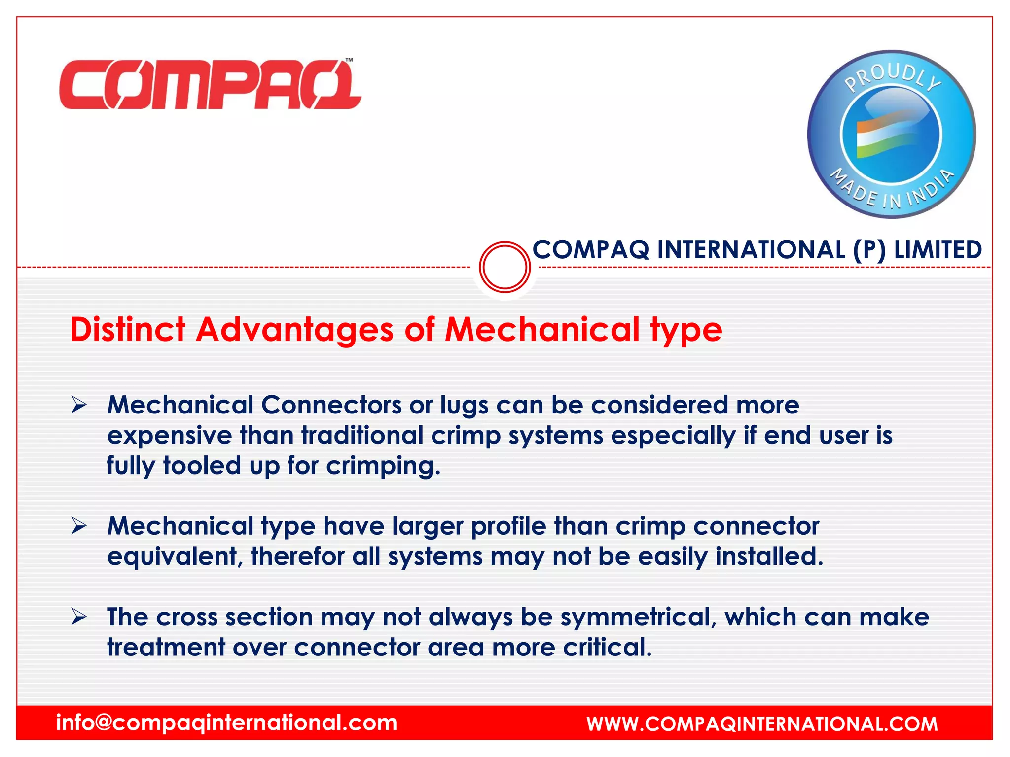 Difference between Mechanical connector and Crimping type Connector | PDF