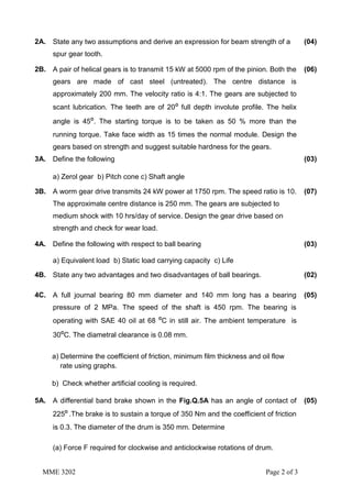 Mechanical design ii (mme 3202) rcs | PDF