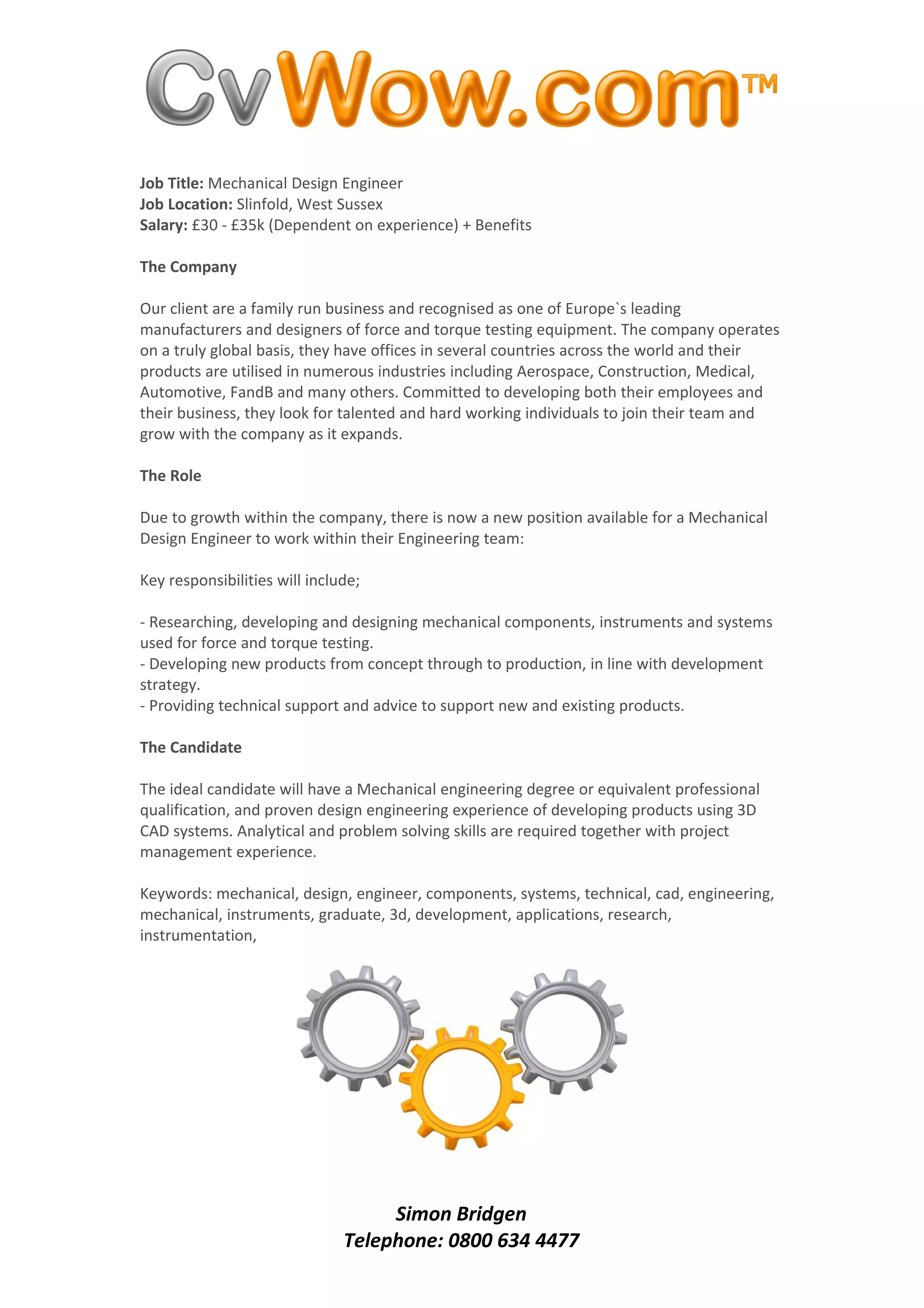 Mechanical Design Engineer | PDF