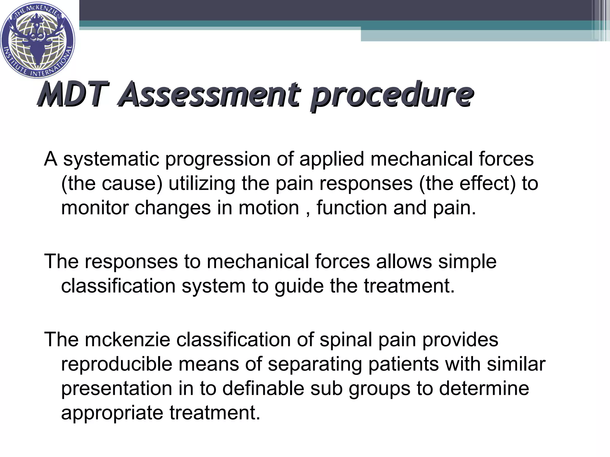 Mechanical diagnosis & therapy mckenzie method | PPT