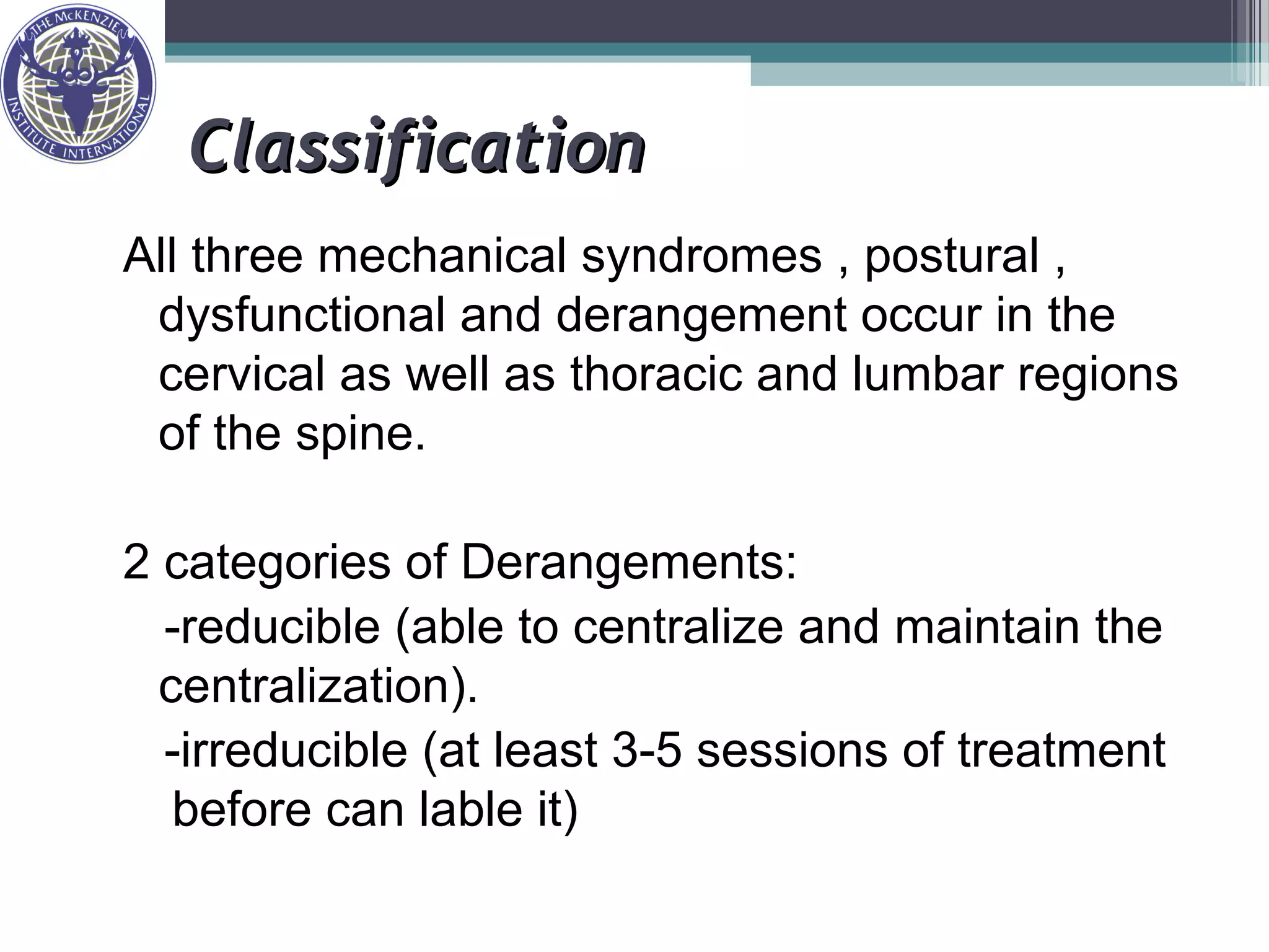 Mechanical diagnosis & therapy mckenzie method | PPT