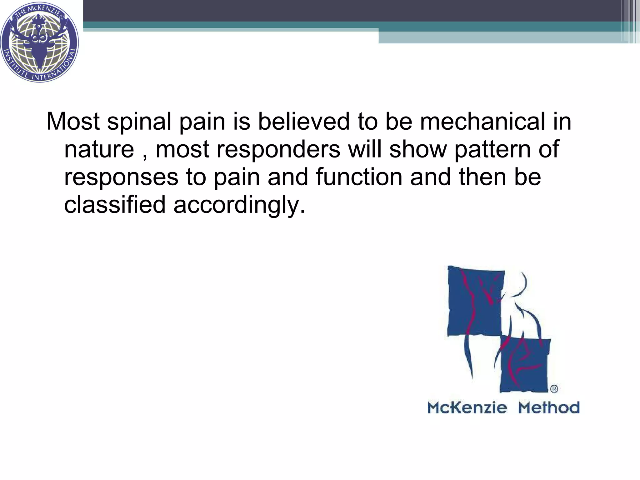 Mechanical diagnosis & therapy mckenzie method | PPT