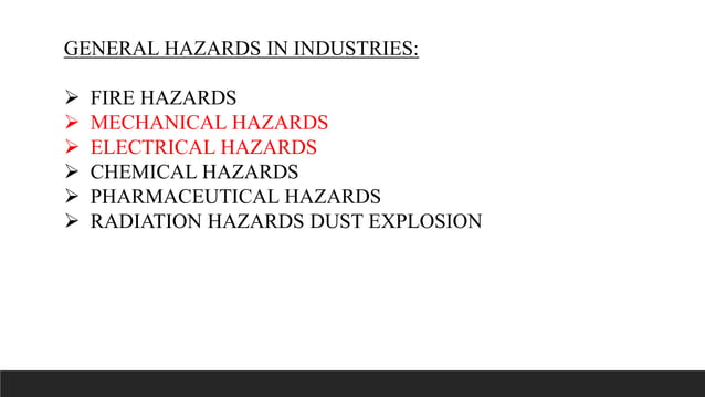 MECHANICAL , ELECTRICAL HAZARDS AND SAFETY REGULATIONS.pptx | First Aid ...