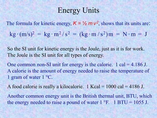 Kinetic Energy Formula Units