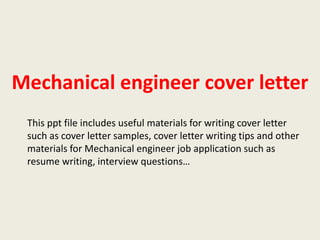 Mechanical engineer cover letter | PPTX