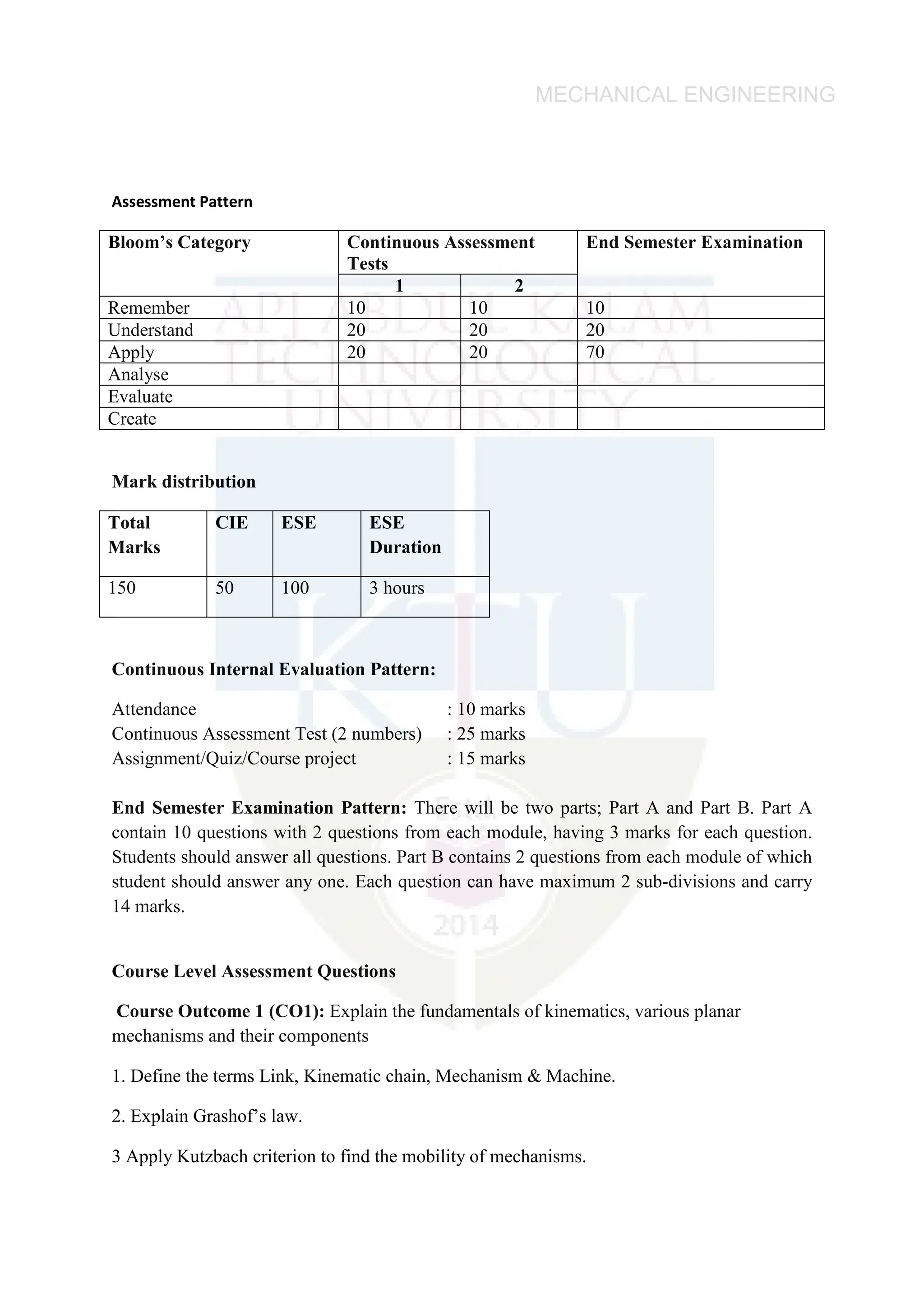Mechanical Engineering Syllabus Curriculum | PDF