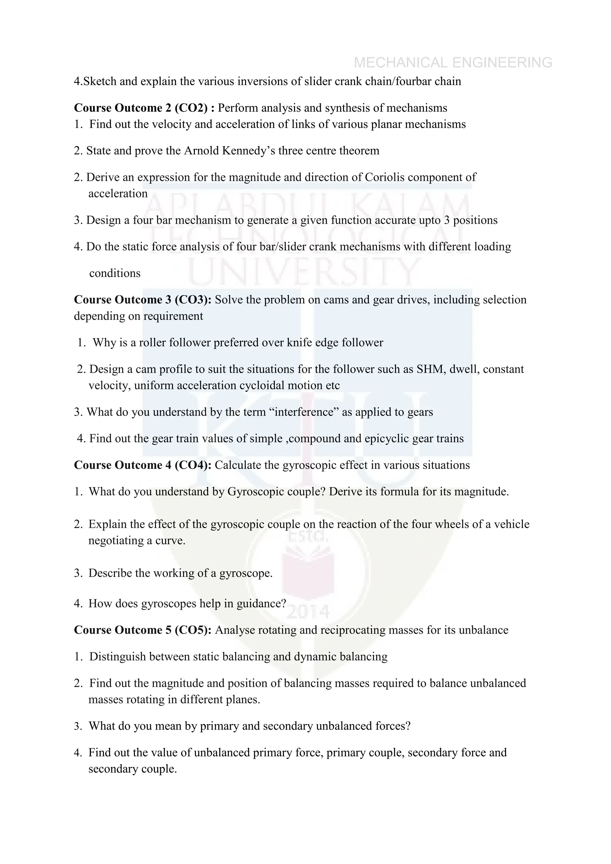 Mechanical Engineering Syllabus Curriculum | PDF