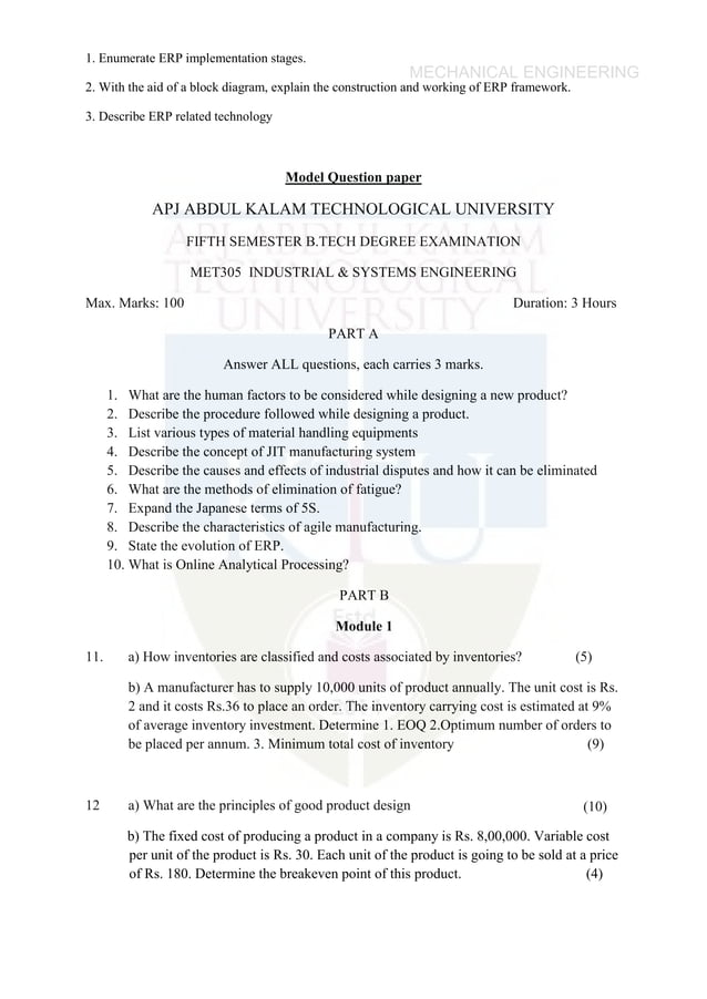Mechanical Engineering Syllabus Curriculum | PDF