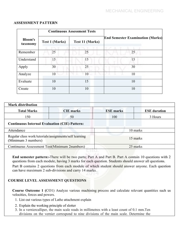 Mechanical Engineering Syllabus Curriculum | PDF