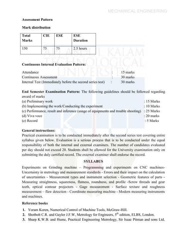 Mechanical Engineering Syllabus Curriculum | PDF