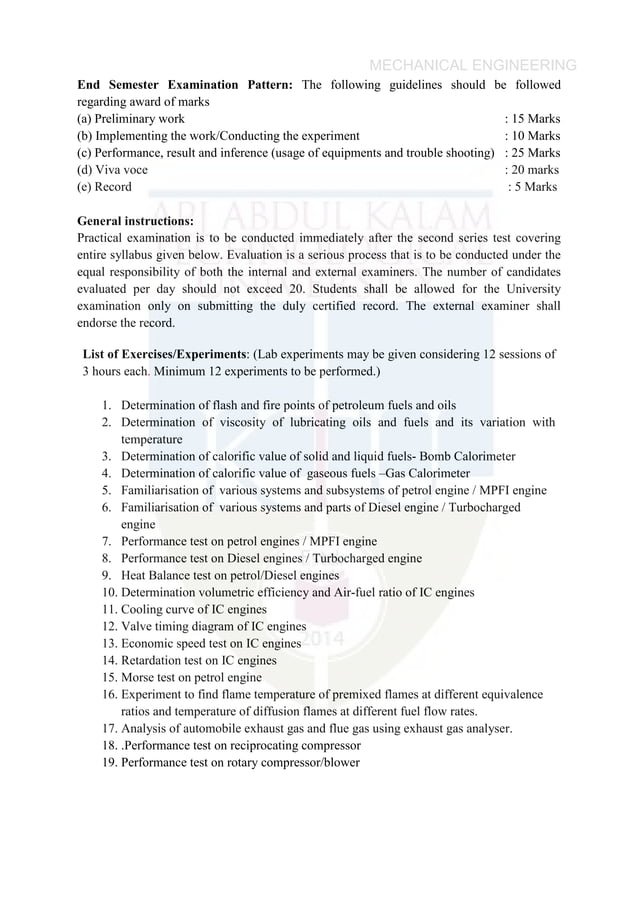 Mechanical Engineering Syllabus Curriculum | PDF