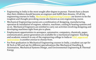 Mechanical engineering courses in India | PPT