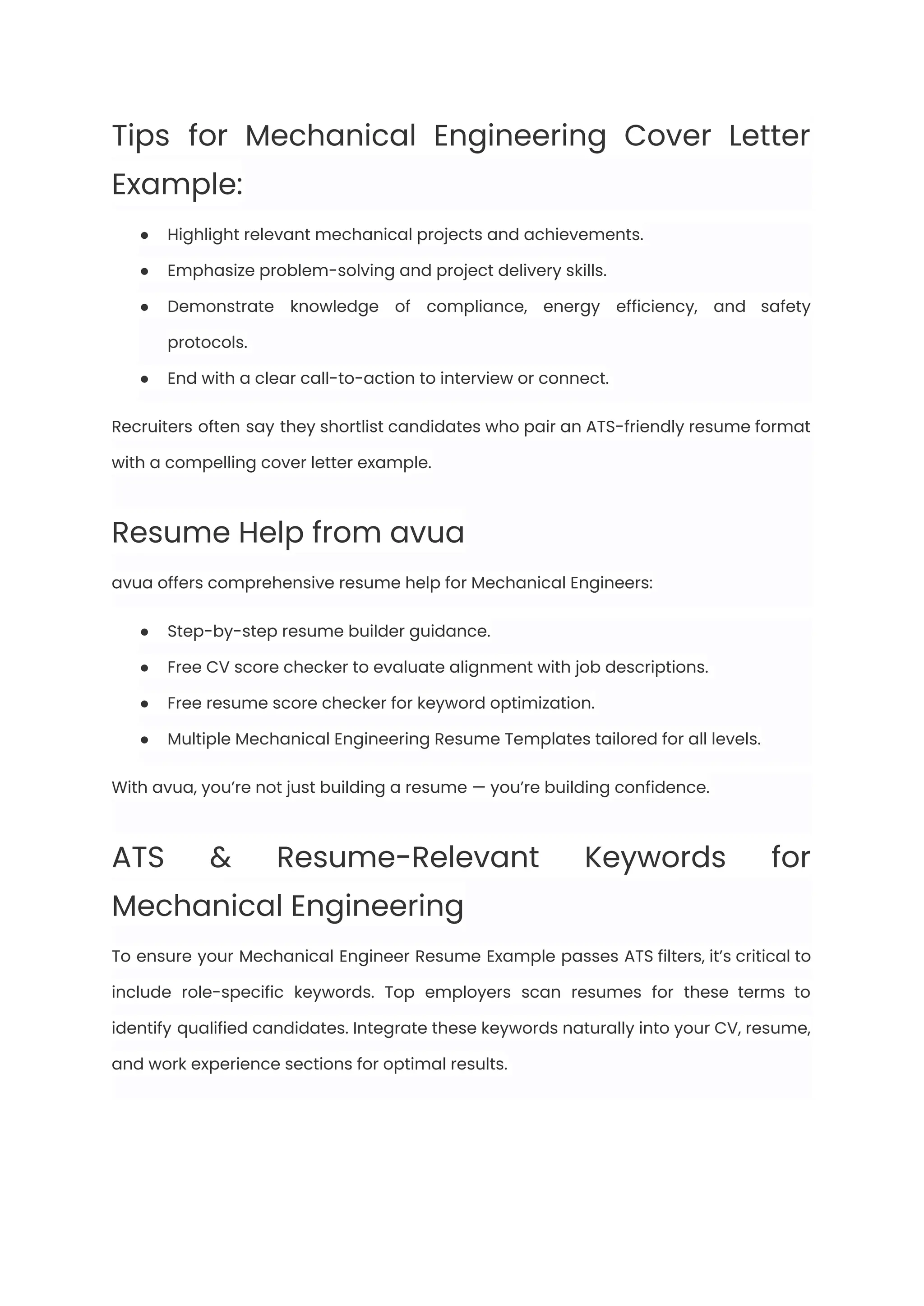 Mechanical Engineer Resume Examples & Writing Guide for 2025 | PDF