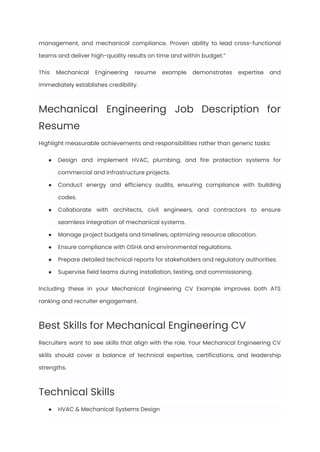 Mechanical Engineer Resume Examples & Writing Guide for 2025 | PDF