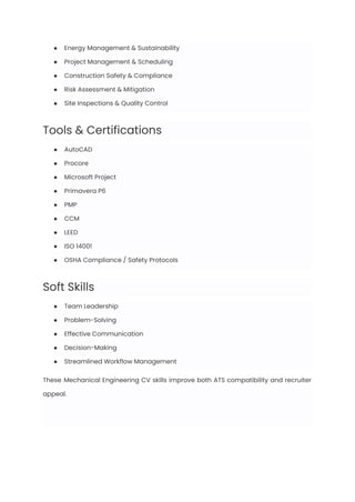 Mechanical Engineer Resume Examples & Writing Guide for 2025 | PDF
