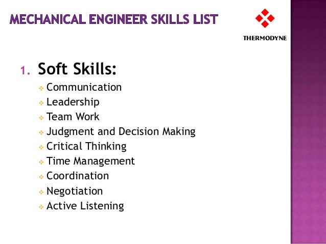 Mechanical Engineer Skills Mechanical Engineer Skills