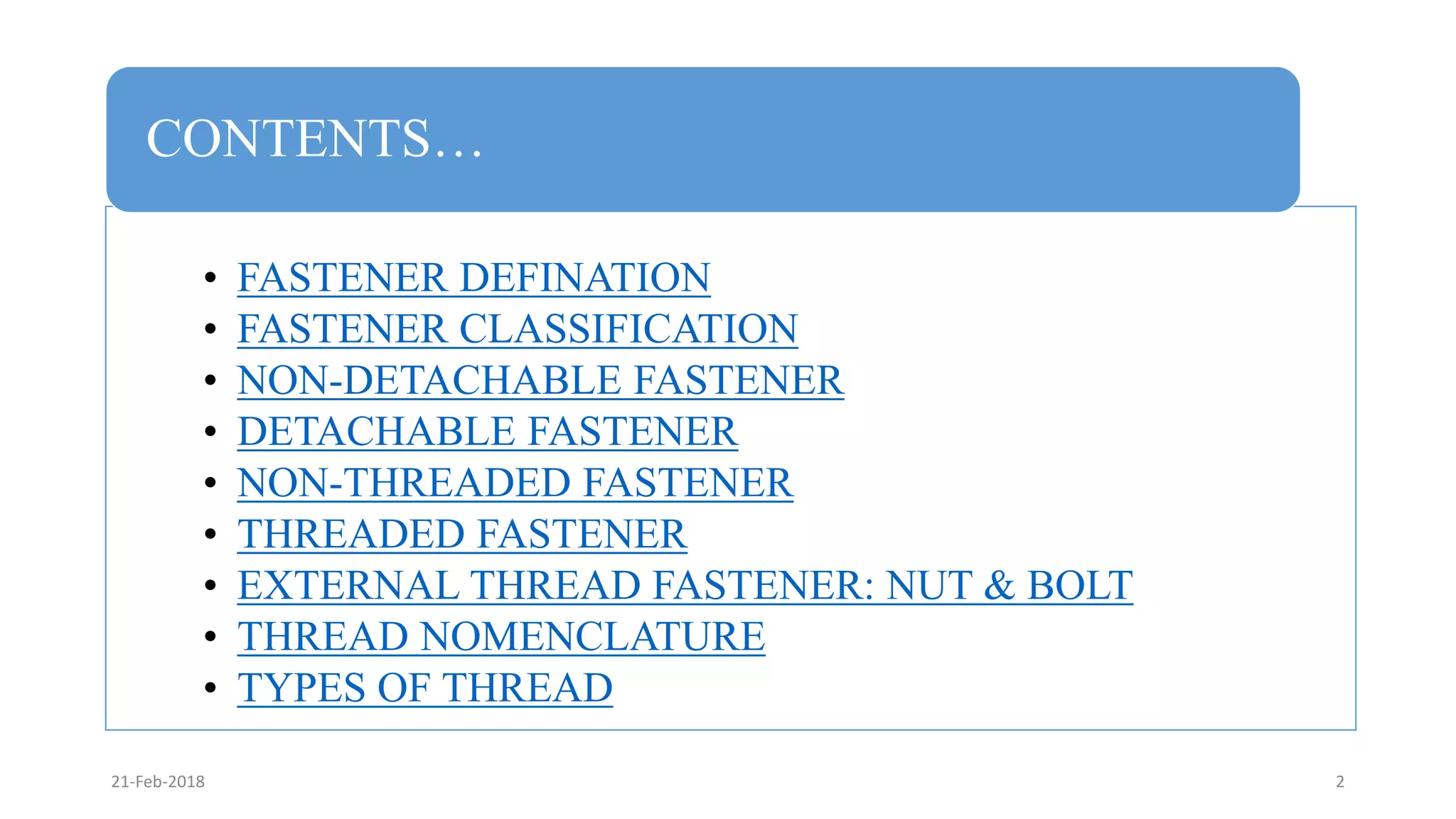 Mechanical fasteners | PPTX