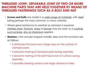 Mechanical Fasteners in-depth analysis of element joints | PPTX