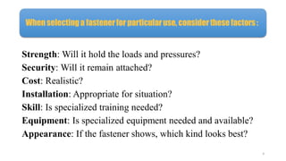 Mechanical Fasteners and Joining Methods | PDF