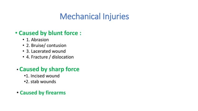 Mechanical injuries.pptx | First Aid | Injuries