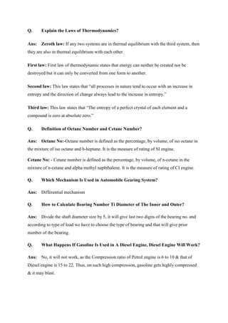 Mechanical interview Some Important questions and Answer | PDF