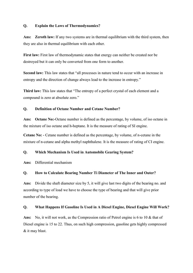 Mechanical interview Some Important questions and Answer | PDF