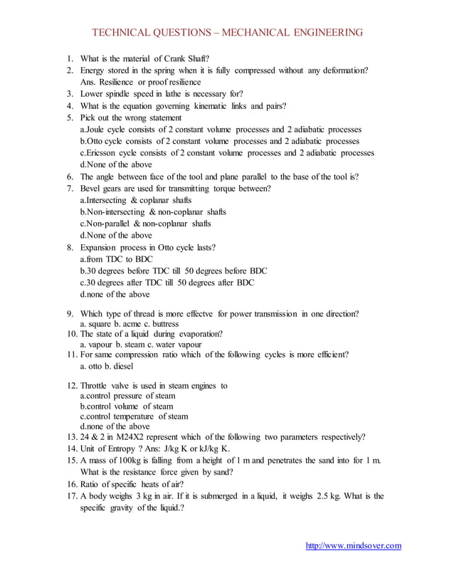 Mechanicalinterviewquestions | DOCX