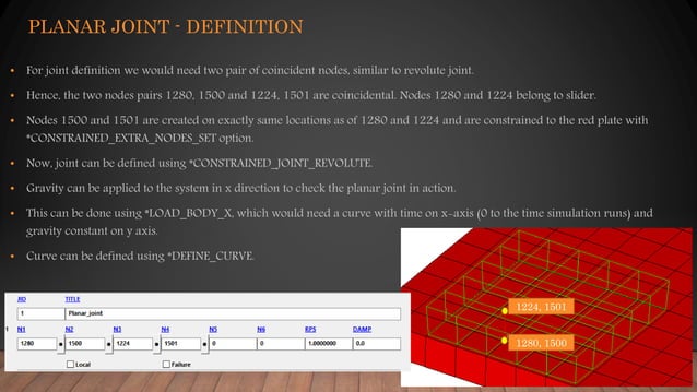 Mechanical Joints in LS-Dyna for Explicit Analysis | PPTX