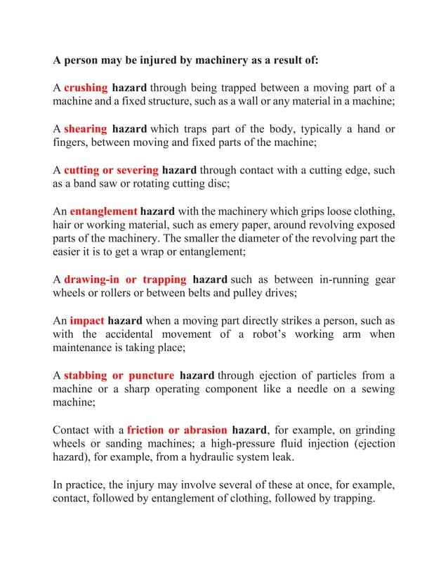 Mechanical machinery hazards | PDF