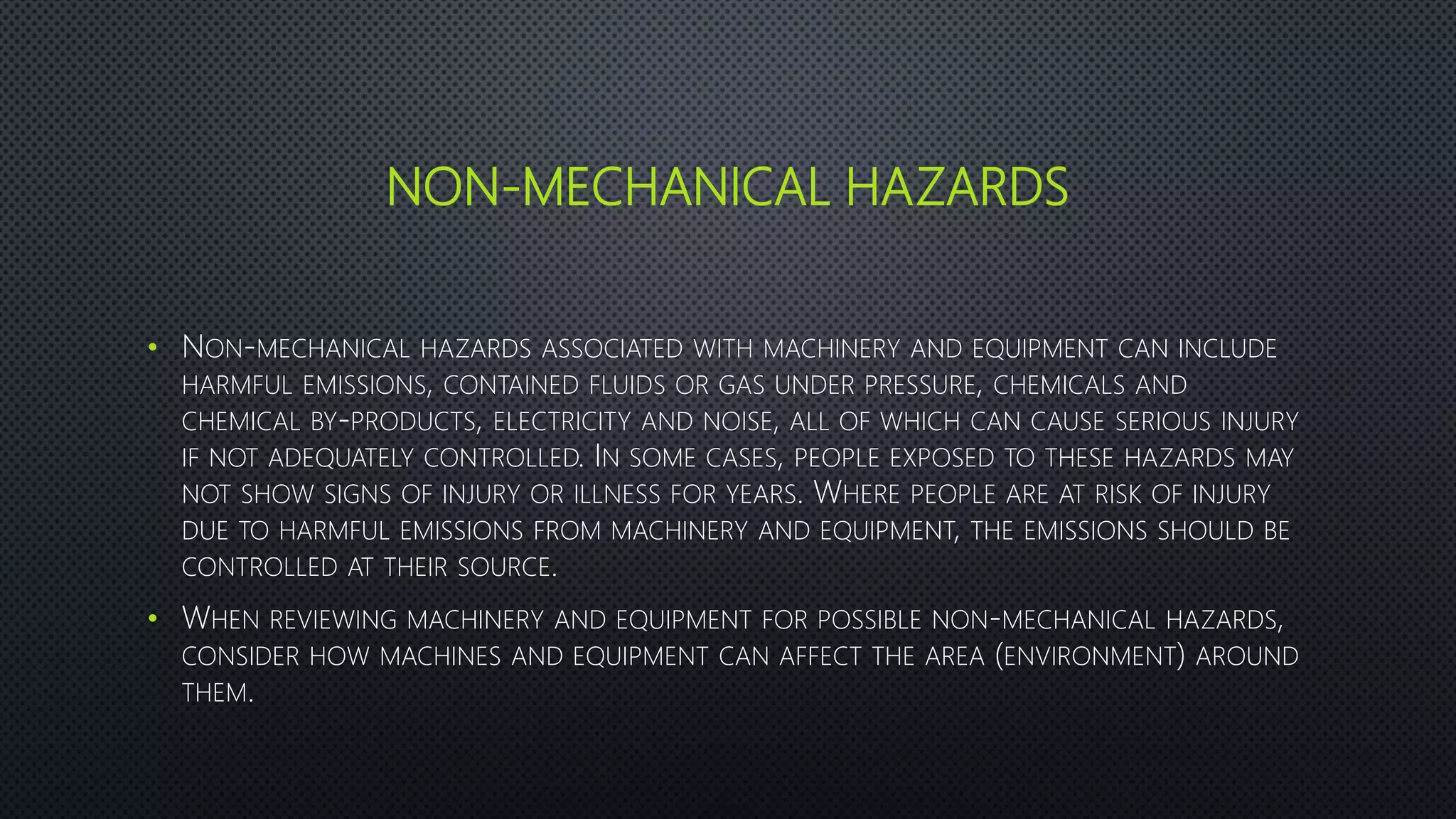 Mechanical & machinery hazards & their control | PPTX