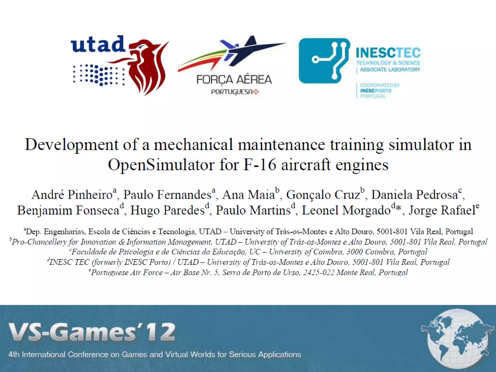 Development of a mechanical maintenance training simulator in OpenSimulator for F-16 aircraft ...