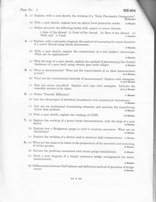 Mechanical measurements and metrology Question Papers | PDF