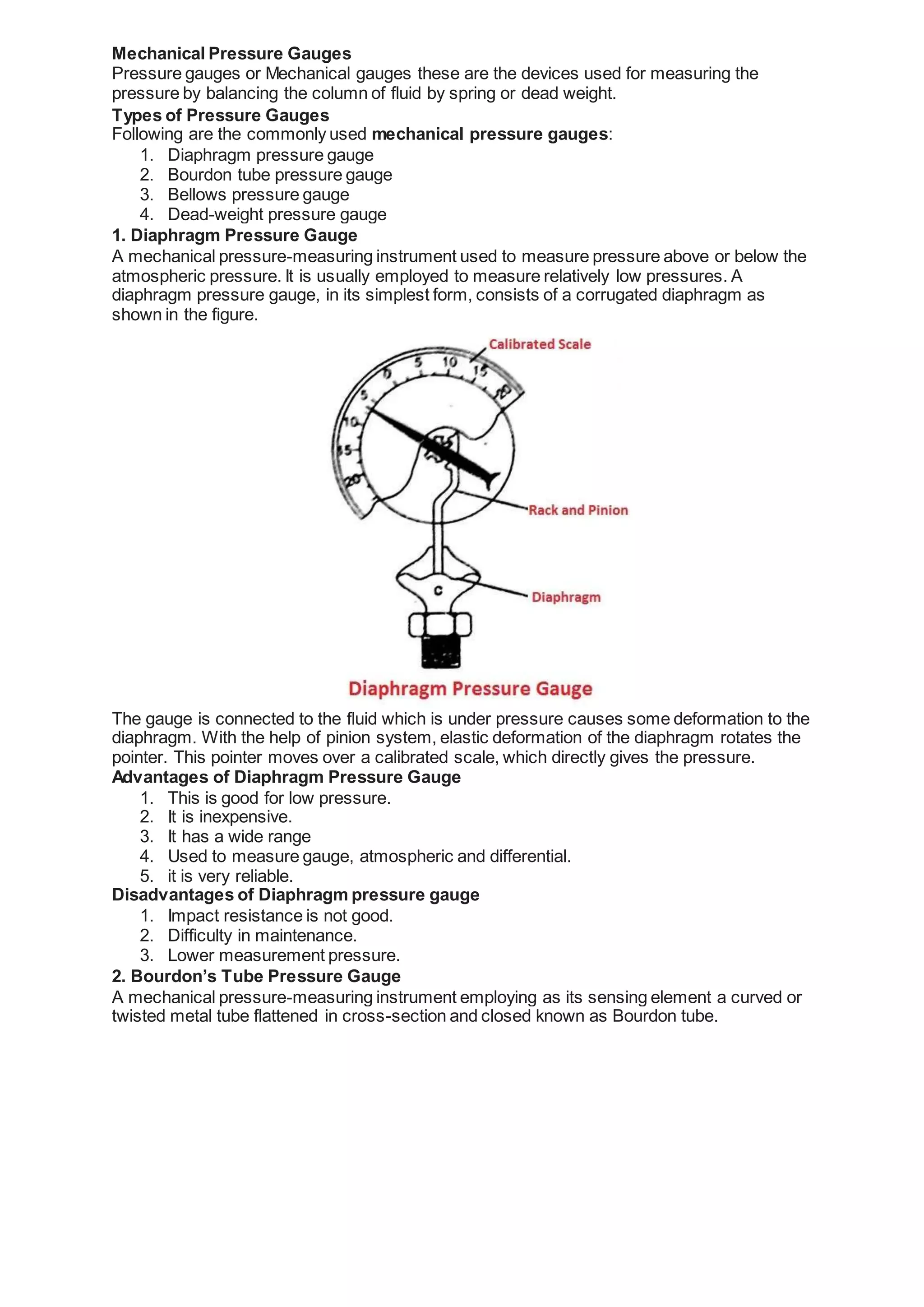 Mechanical pressure gauges | DOCX