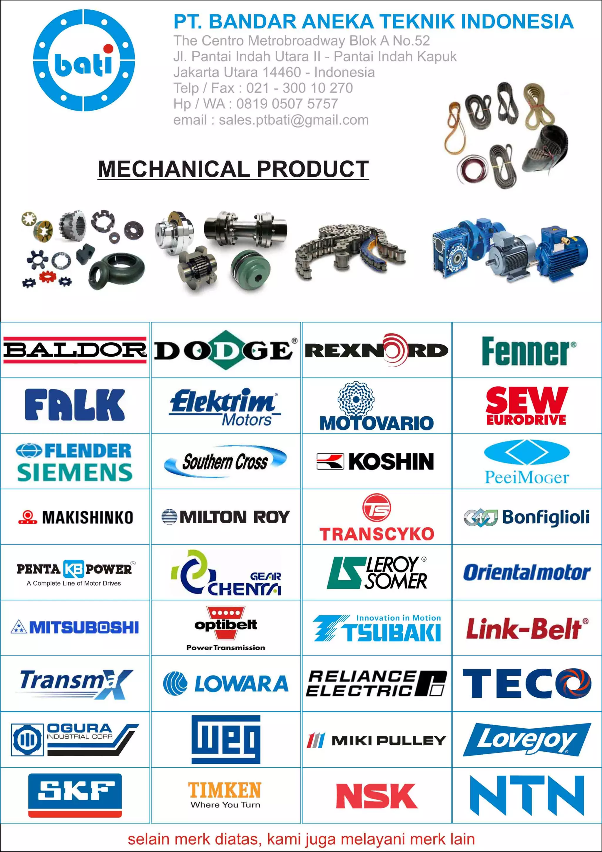 Mechanical product PT.Bandar Aneka Teknik Indonesia | PDF