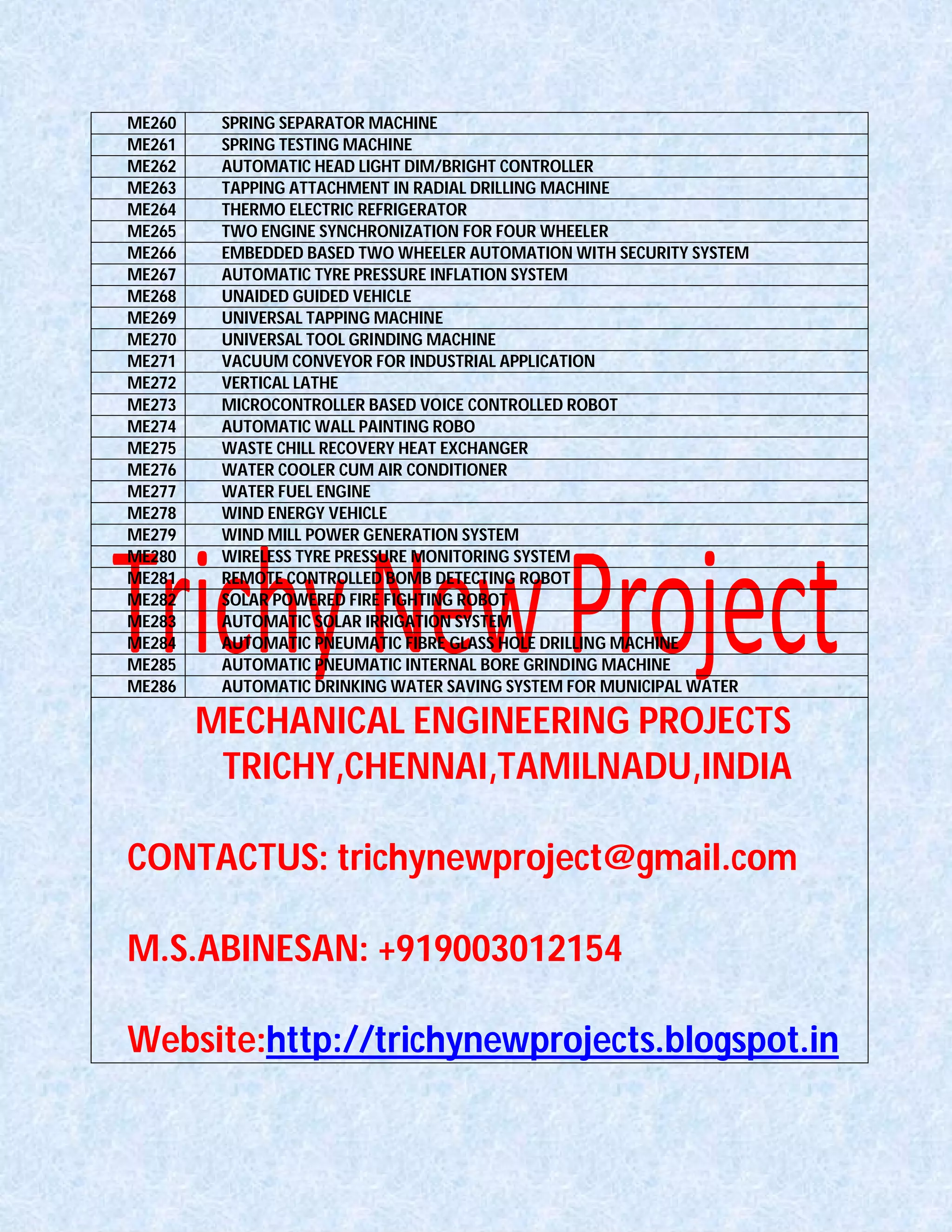 final year student mechanical project topics | PDF